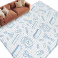Blue Study Stationery Area Rug 8x10 Washable Rug Non Slip Modern Art ...