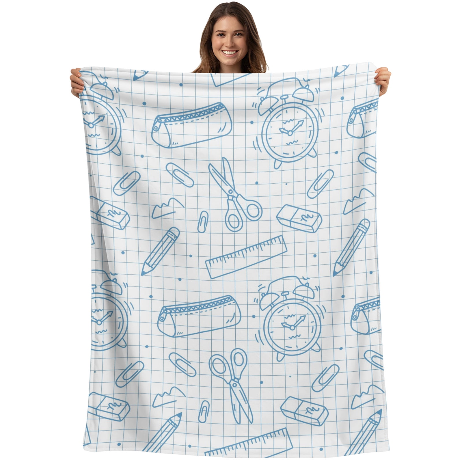 Blue Study Stationery Blanket Soft Cozy Warm Throw Blanket for Couch ...