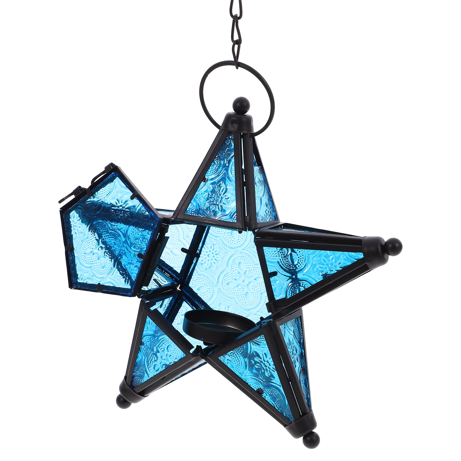 Blue Stunning Star Glass Votive Tea Light Candle Holder Hanging ...