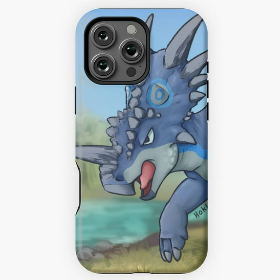 Blue Styracosaurus Prehistoric Dino iPhone Case 11 12 13 14 15 16 17 ...