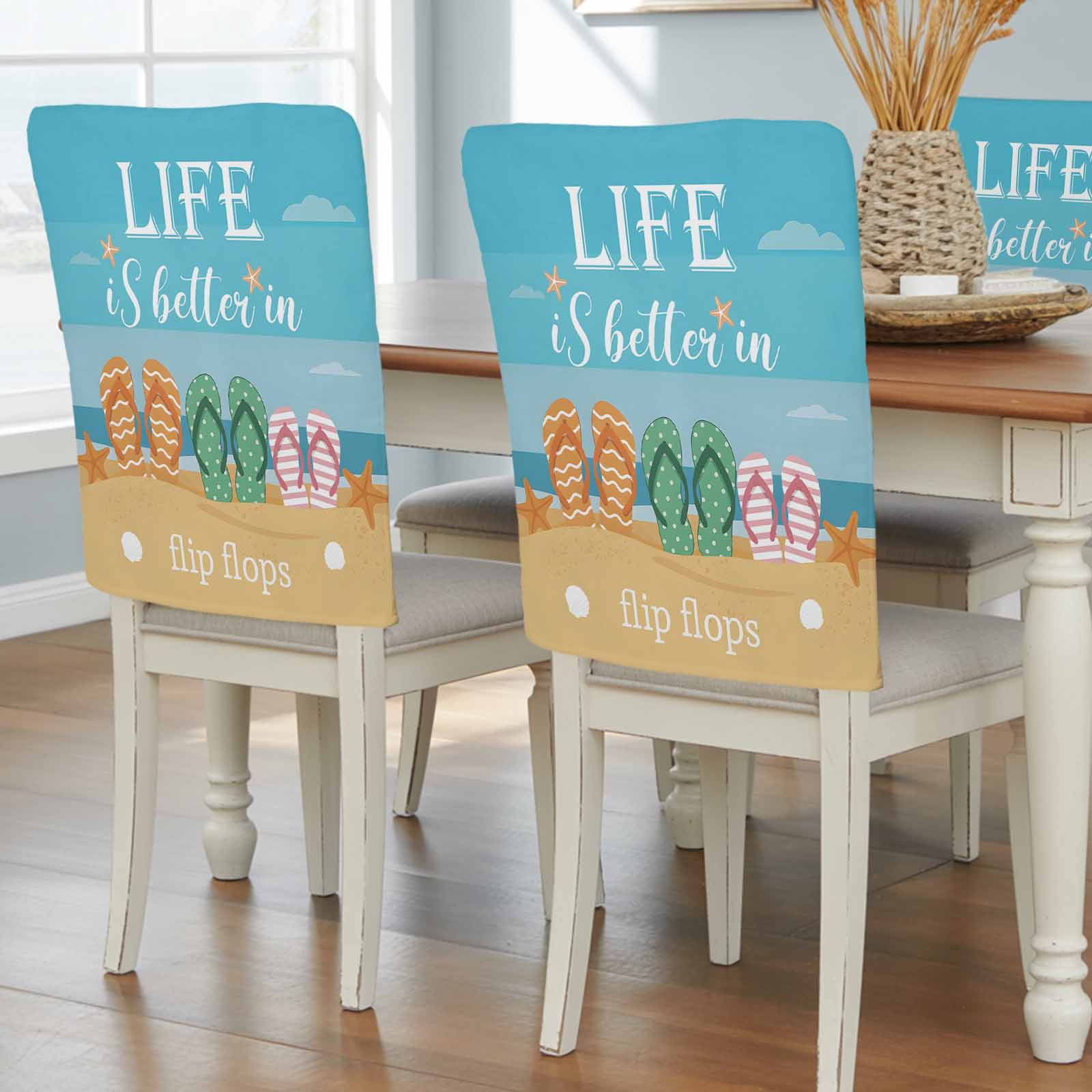 Blue Summer Beach Chair Back Covers, Nautical Coastal Ocean Sea ...