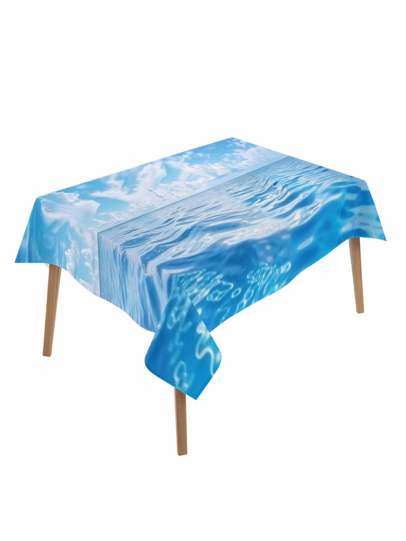 Blue Summer Beach Table Cloth, Seaside Ocean Coastal Nautical ...