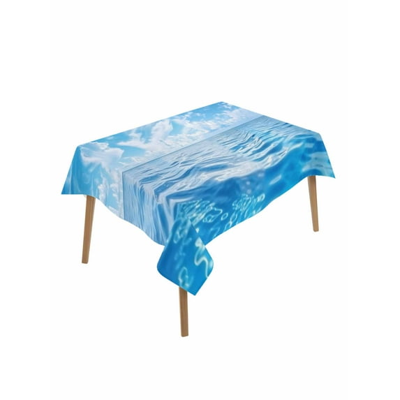 Blue Summer Beach Table Cloth, Seaside Ocean Coastal Nautical ...