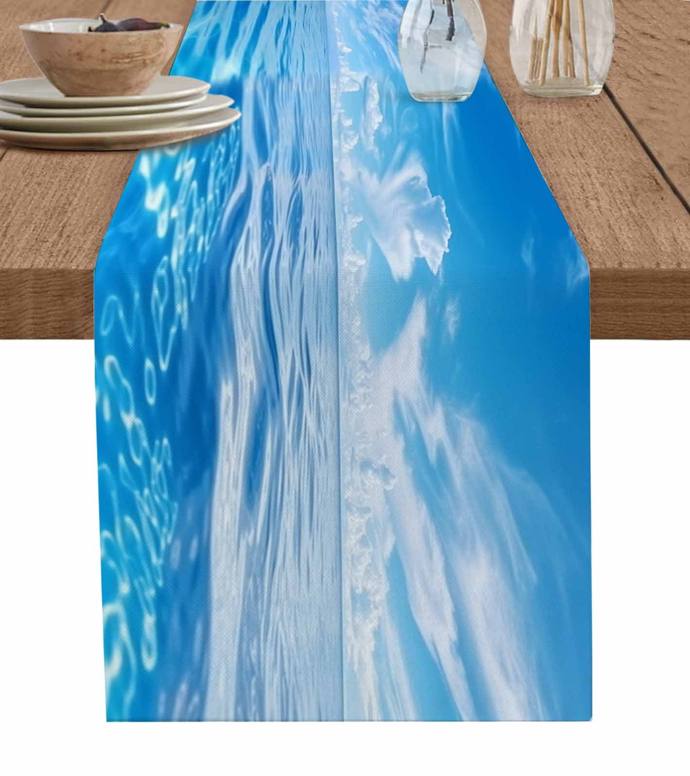 Blue Summer Beach Table Runner Seaside Ocean Coastal Nautical ...