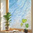 Blue Summer Beach Window Privacy Film, Coastal Nautical Ocean Wave ...