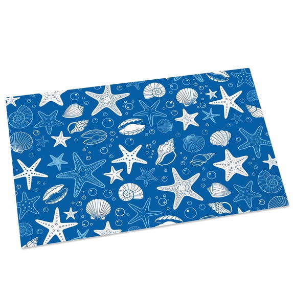 Blue Summer Door Mat 20x31.5 Inch Starfish Shell Bubble Nautical ...