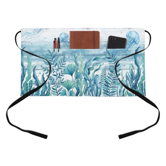 Blue Summer Ocean Kitchen Restaurant Half Waist Apron, Jellyfish ...