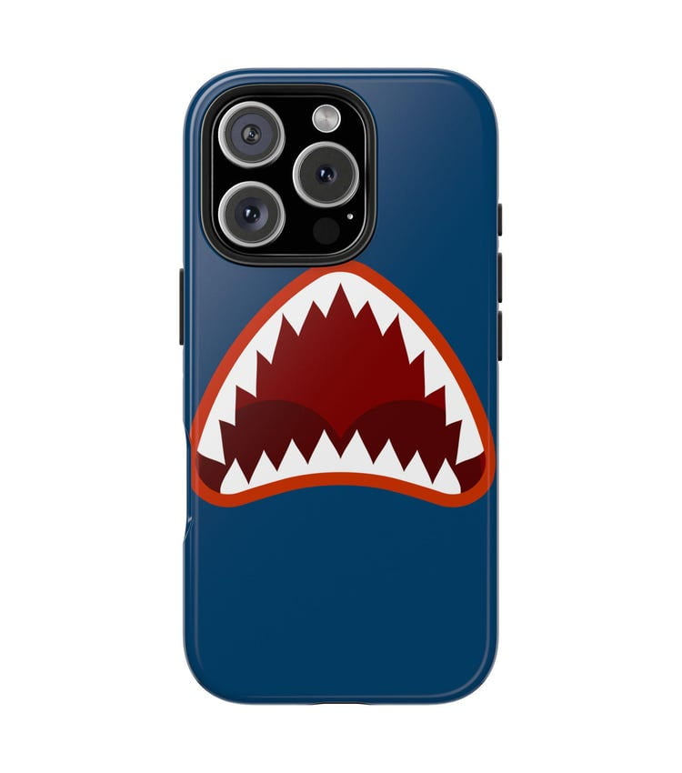 Blue Summer Ocean Shark Mouth Phone Case for iPhone 11-17 Series ...