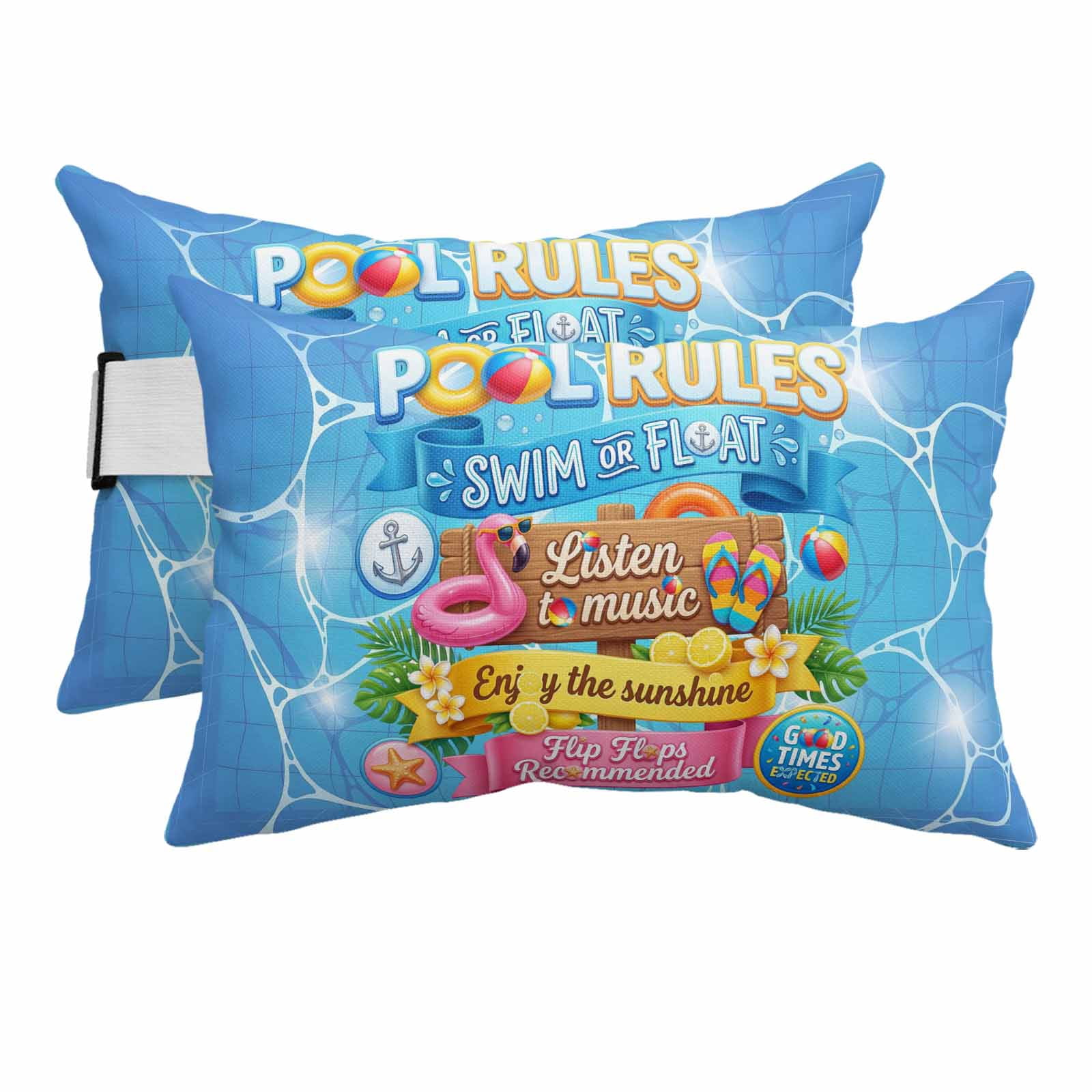 Blue Summer Outdoor Pillows for Chaise Lounge Chair Beach Headrest ...