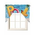 Blue Summer Pool Kitchen Swag Valance for Window, Rod Pocket Short ...
