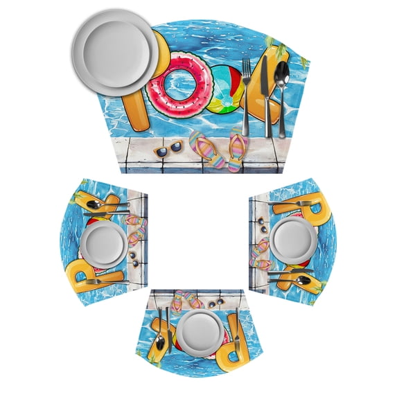 Blue Summer Pool Round Table Placemats Set of 6 Wedge Placemats ...