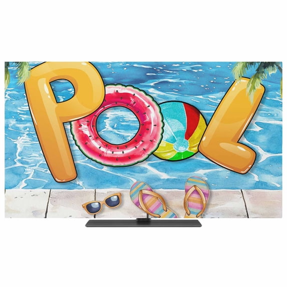 Blue Summer Pool TV Dust Cover,Stretchable TV Screen Desktop Computer ...