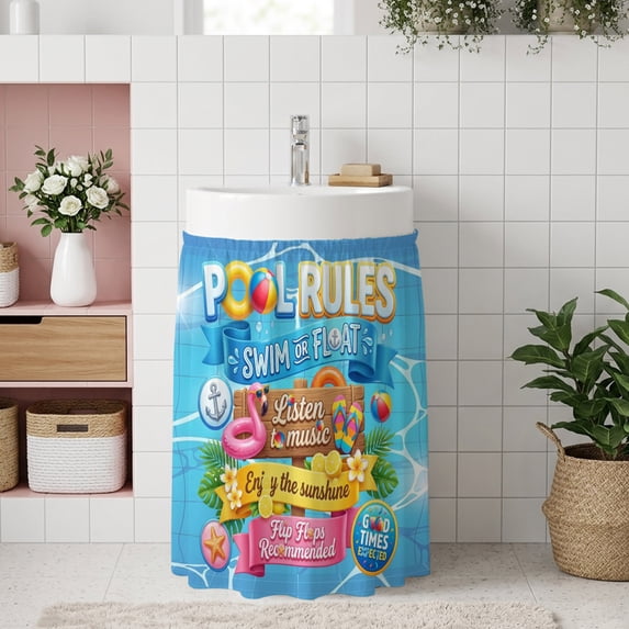 Blue Summer Small Cabinet Curtain 11''x13'', Modern Tropical Plants ...