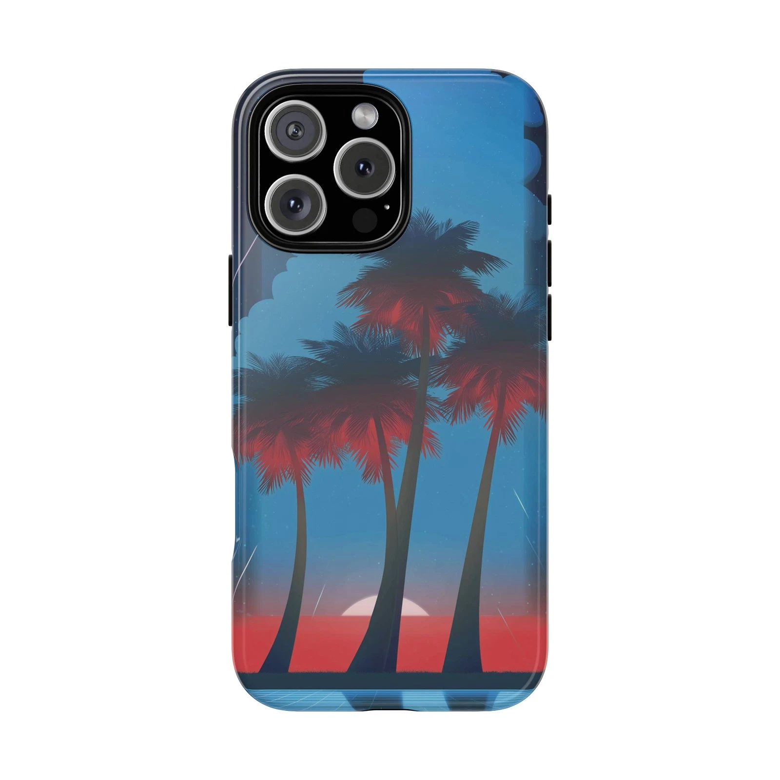 Blue Summer Sunset Palm Tree Scene Case for iPhone 17 to 11 Pro Max ...