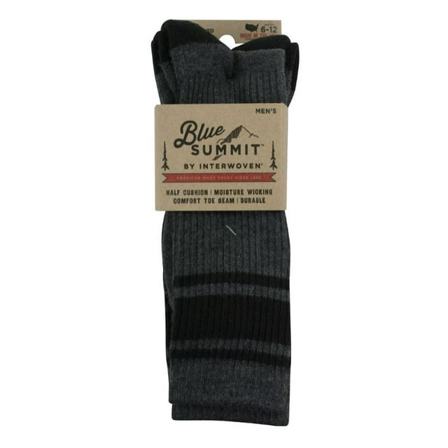 Blue Summit BS0034 Men's Tonal Stripe Crew Socks 6-12 Black Stripe 3 ...
