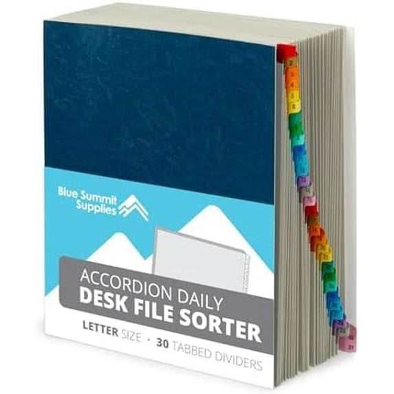 Blue Summit Expanding 1-31 Desk File Sorter, 31 Day Accordion File ...