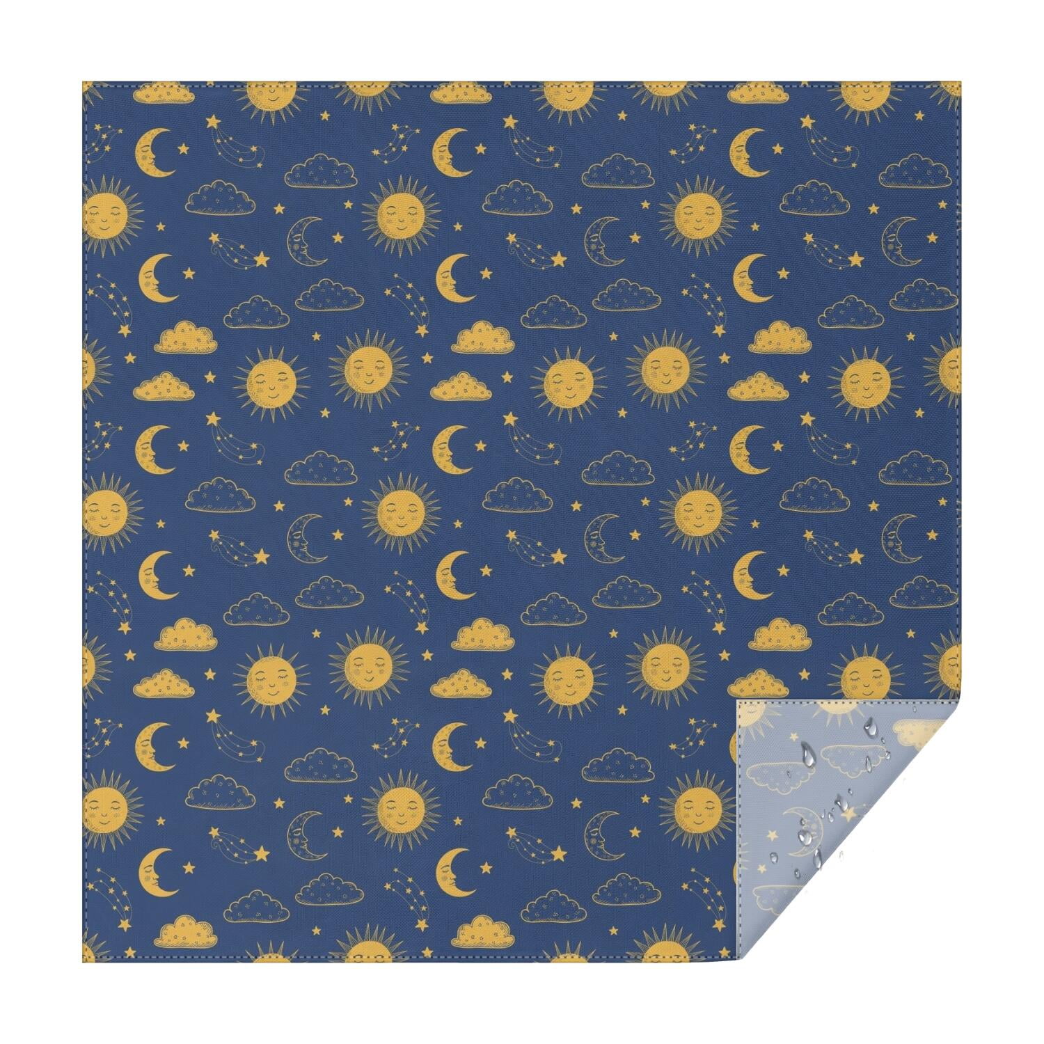 Blue Sun Moon Cloud Star Pattern Square Tablecloth,Waterproof Square ...