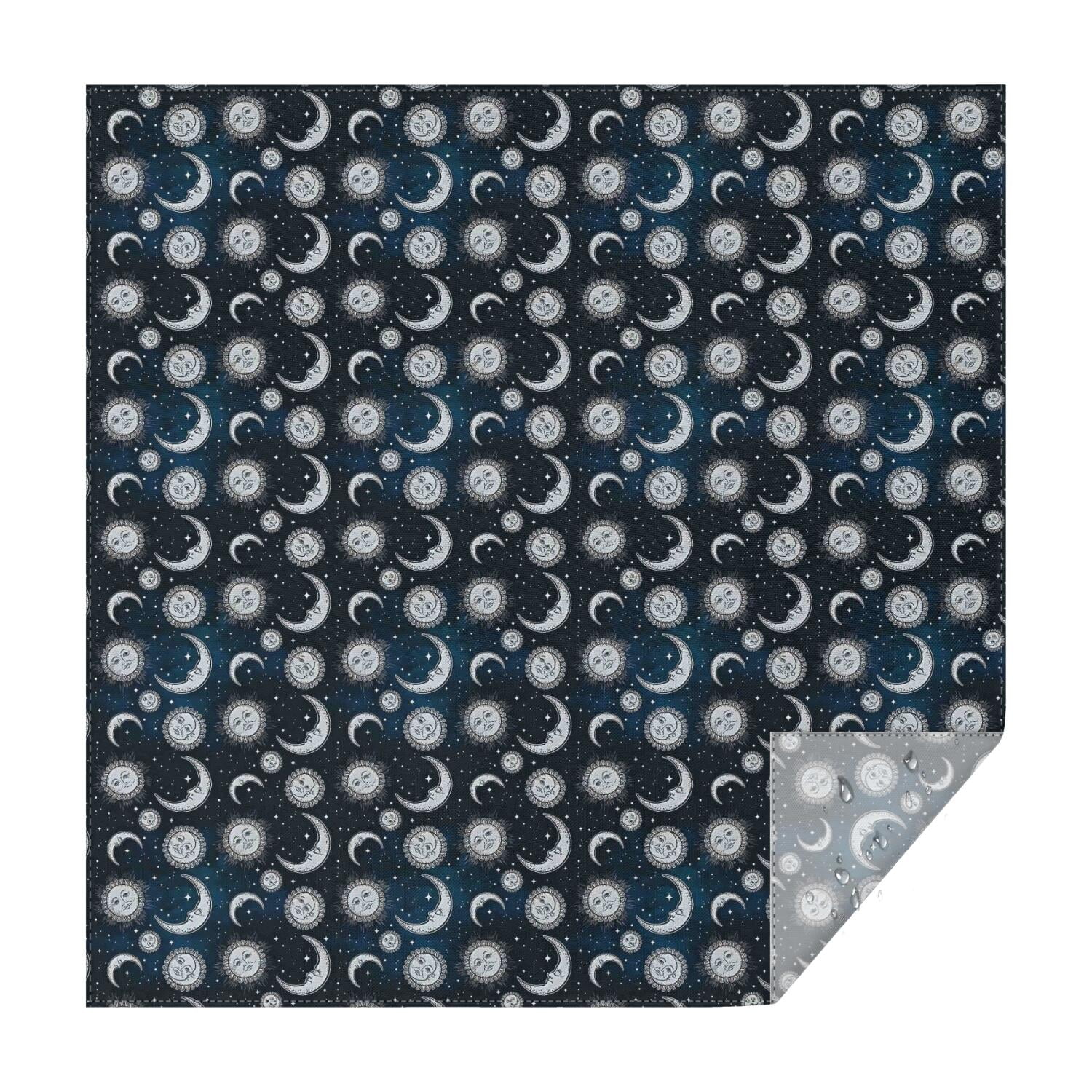 Blue Sun Moon Pattern Square Tablecloth,Waterproof Square Table Cover ...