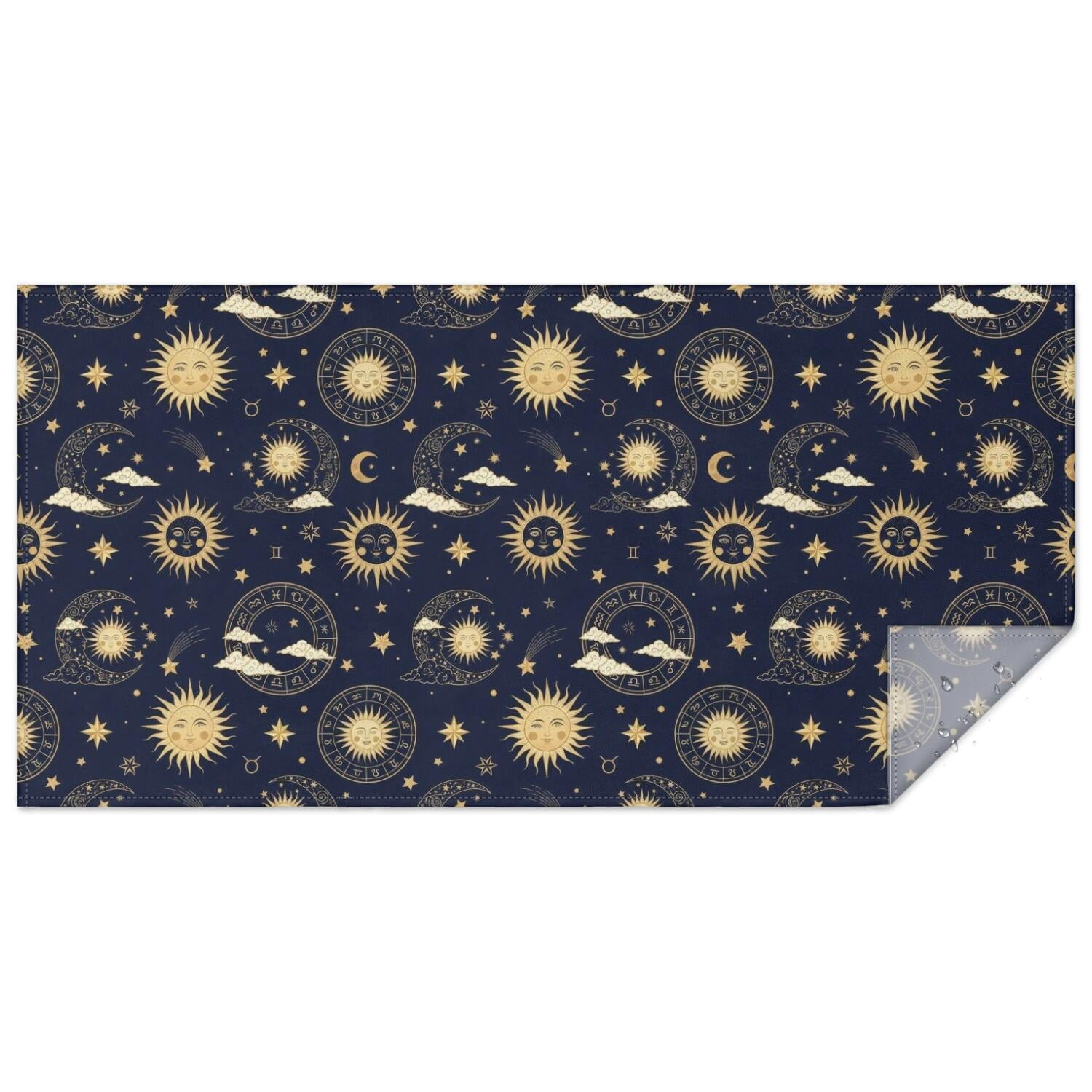 Blue Sun Moon Star Pattern Rectangle Tablecloth 60"x120",Waterproof ...