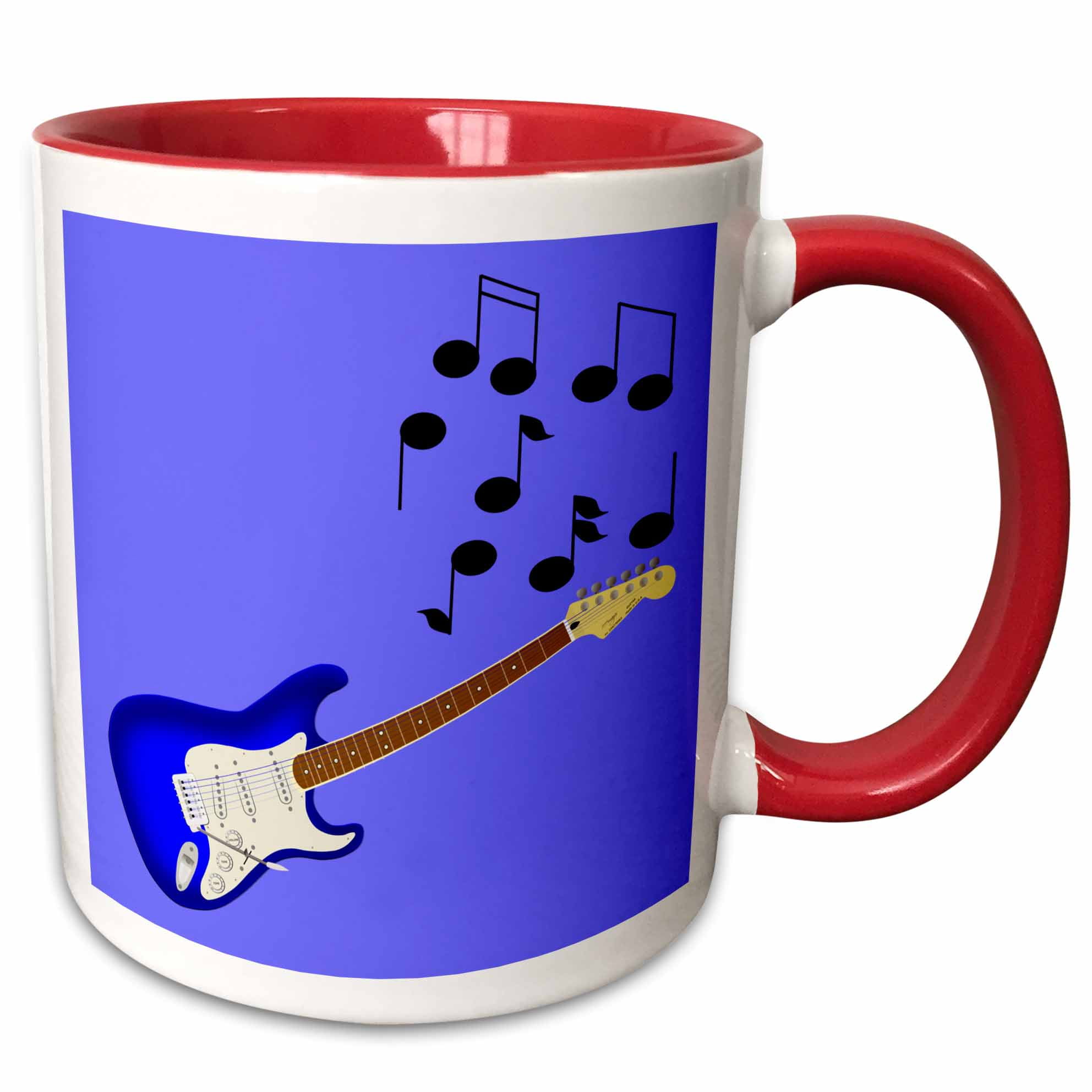 Blue Sunburst Guitar with musical notes 15oz Two-Tone Red Mug mug-24095 ...