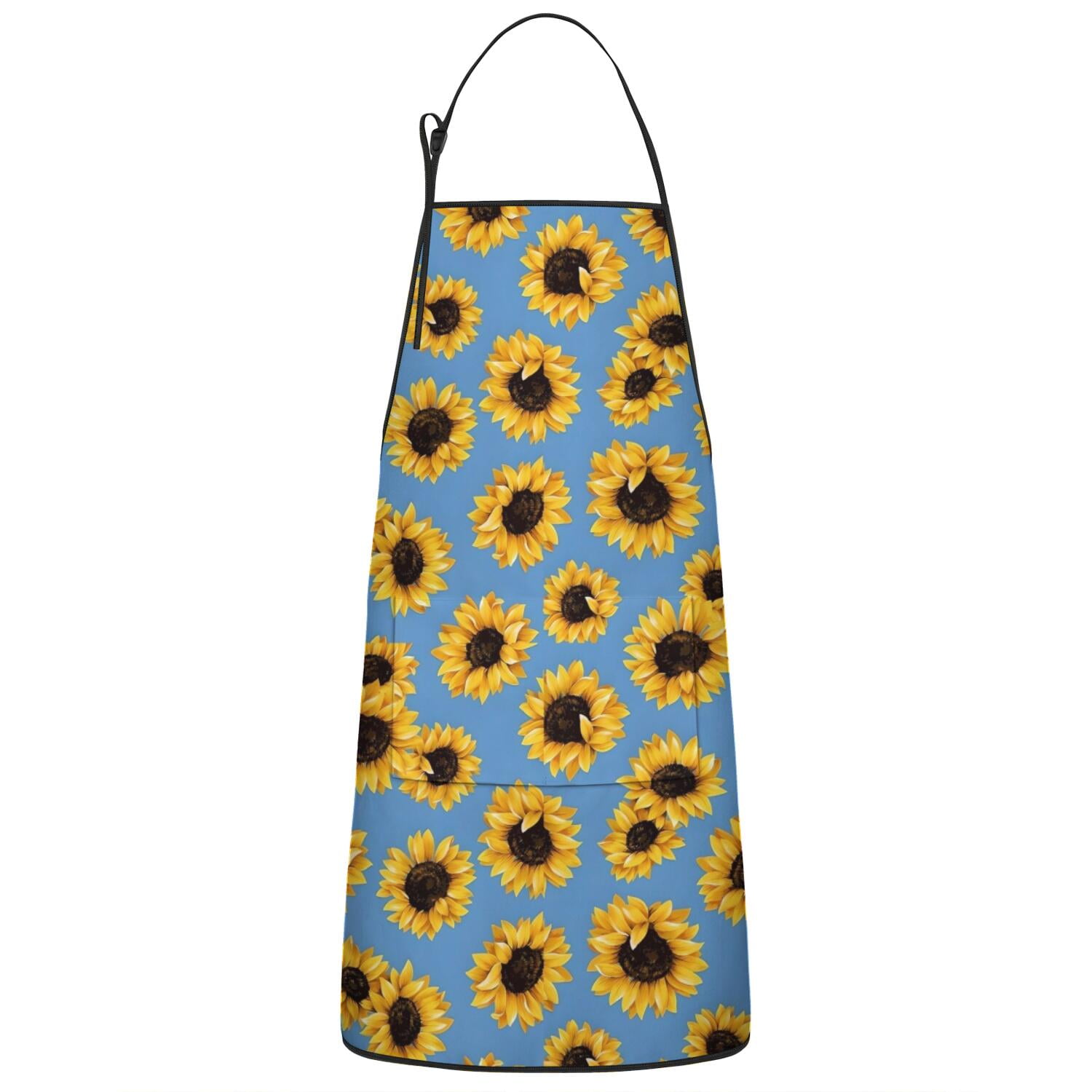 Blue Sunflower Pattern Apron-Garden Aprons for Women with Pockets ...
