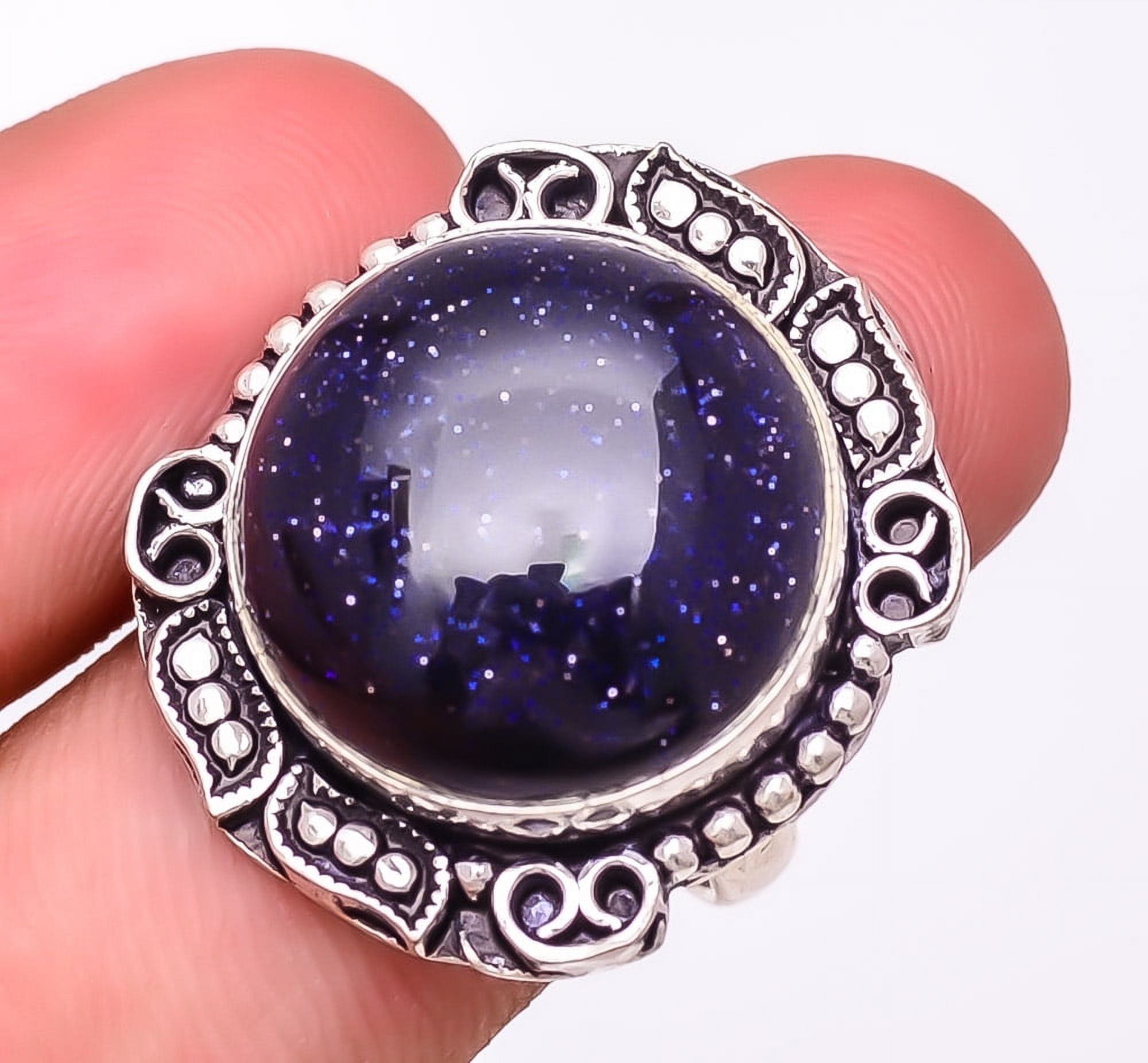 Blue Sunstone 925 Sterling Silver Jewelry Ring s.8.5 T2769, Gemstone ...