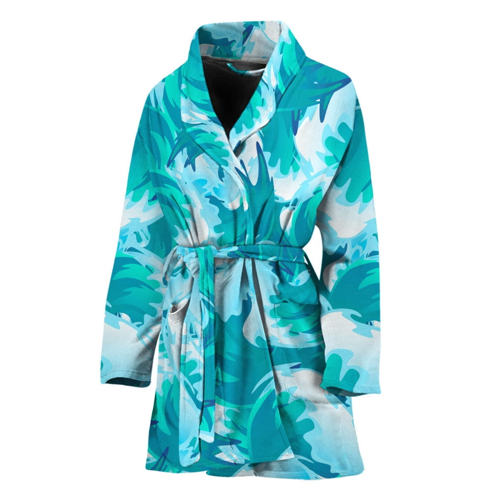Blue Surfing Wave Pattern Women Bathrobe One Size Univeral Fits Fashion ...