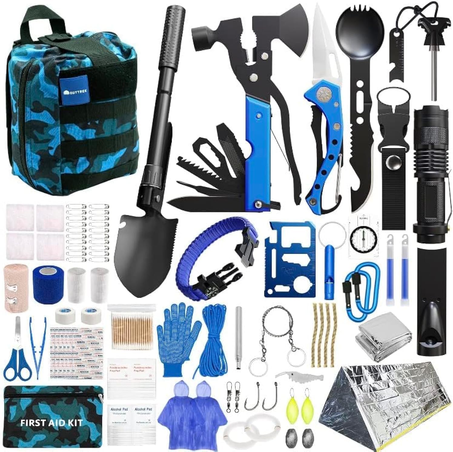 Blue Survival Kit 215 Emergency Survival Kit, Camping Gear Complete Set ...