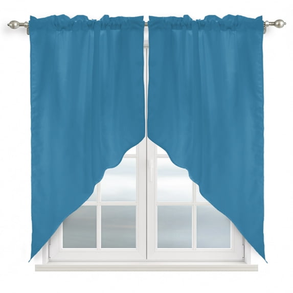 Blue Swag Valances for Windows 45 inches Long, Solid Color Swag ...