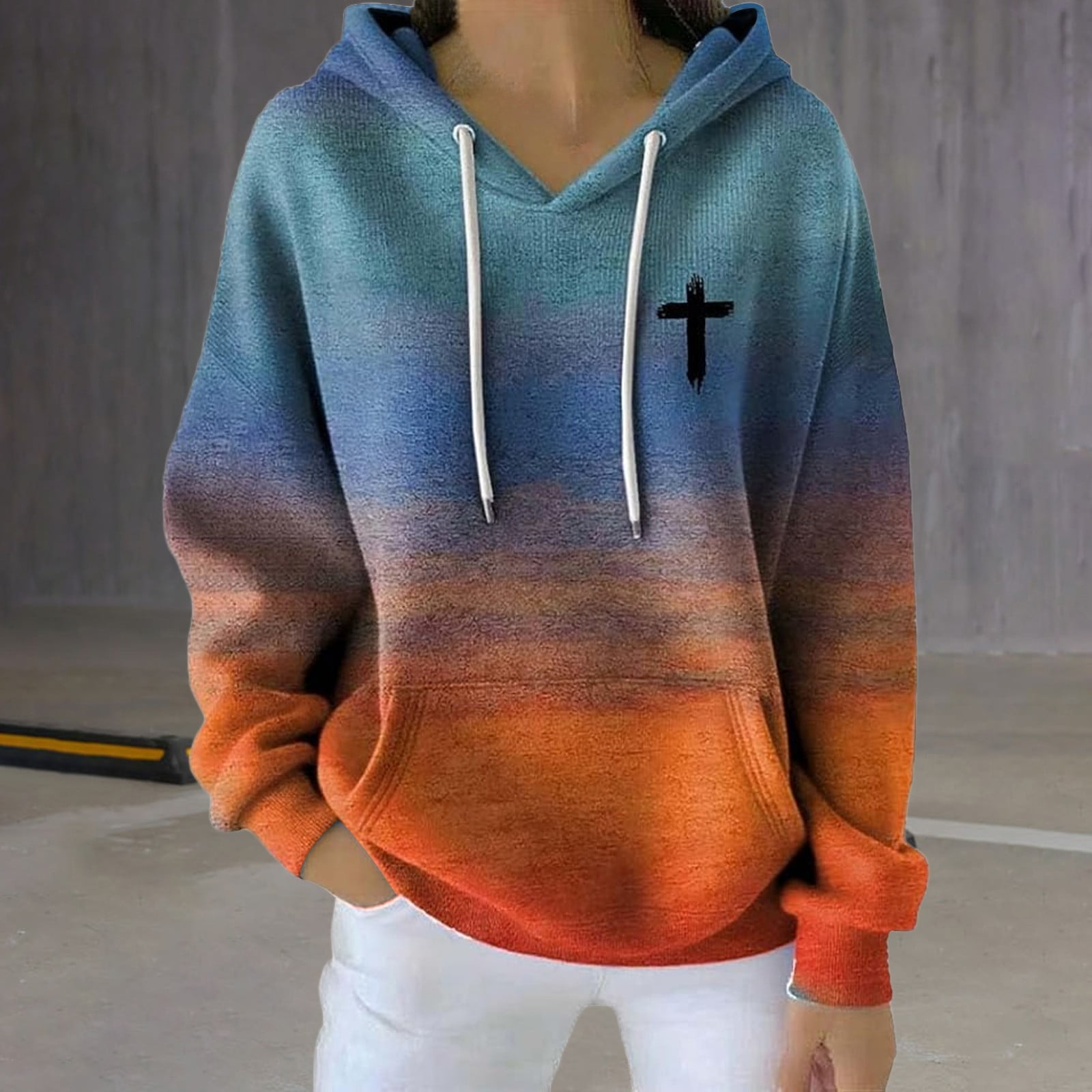 Blue Sweaters for Women's Autumn and Winter New Hooded Checkered ...