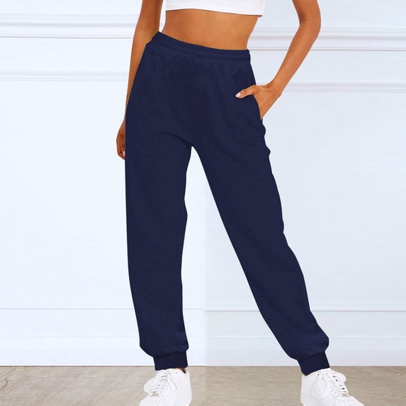 Blue Sweatpants Women Mens Pants Casual Solid Color Track Cuff Workout ...