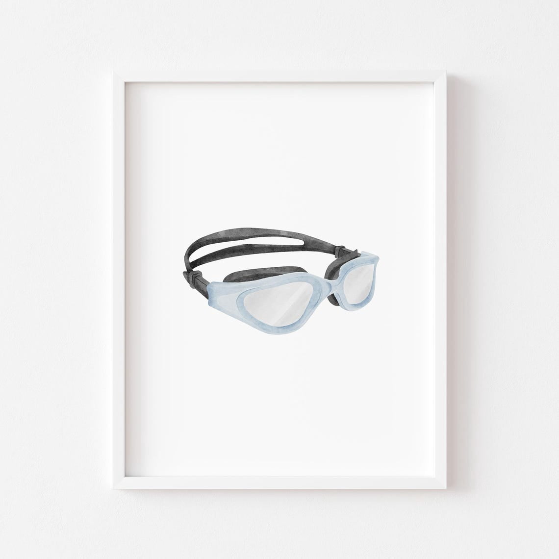 Blue Swim Goggles Wall Art Sports Nursery Decor Unframed Paper Print ...