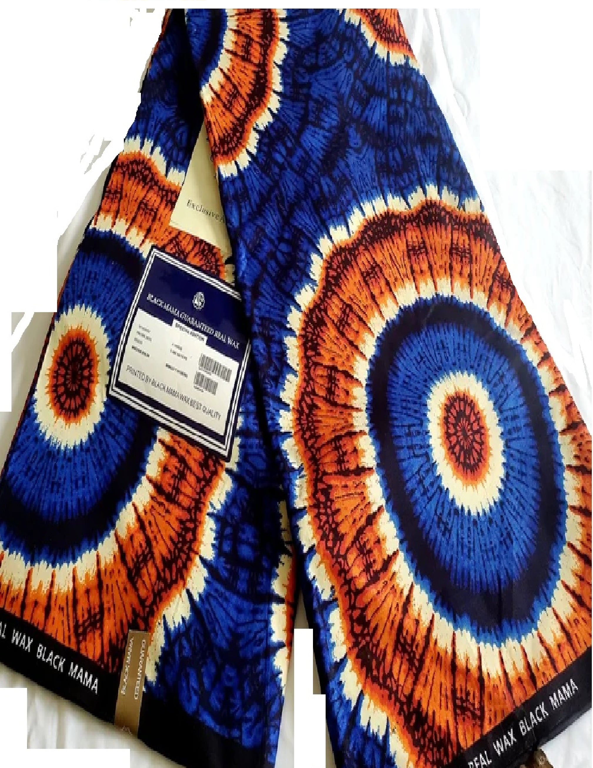 Blue Swirl African Ankara Prints Tie Dye Polyester Fabric- 3 Yards ...