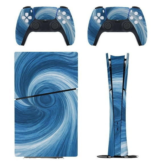 Blue Swirl Motion Console Skin Bundle for PS5 Pro Slim Disc & Digital ...