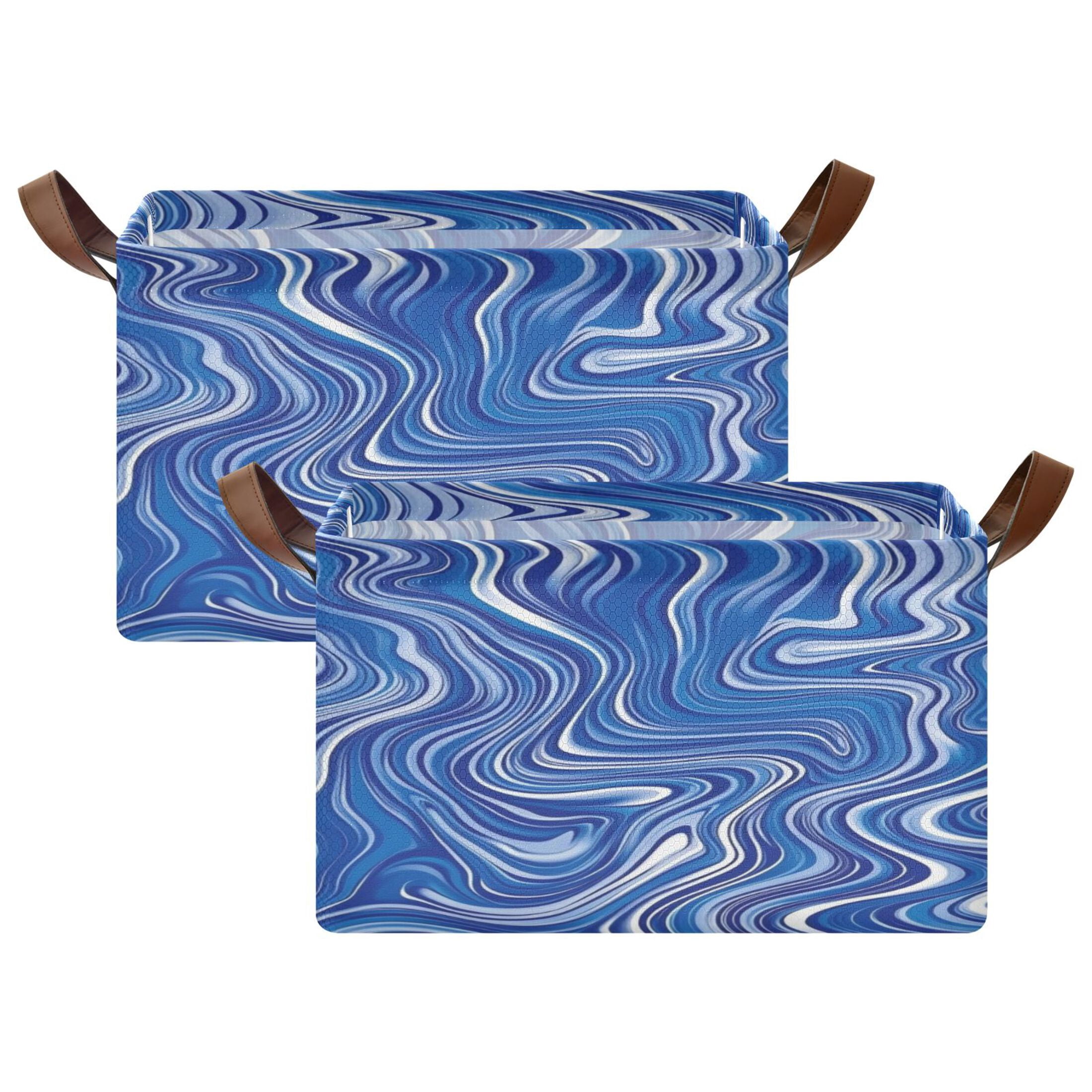 Blue Swirl Pattern 16.9x11.4x10in Foldable Open Home Storage Bins ...