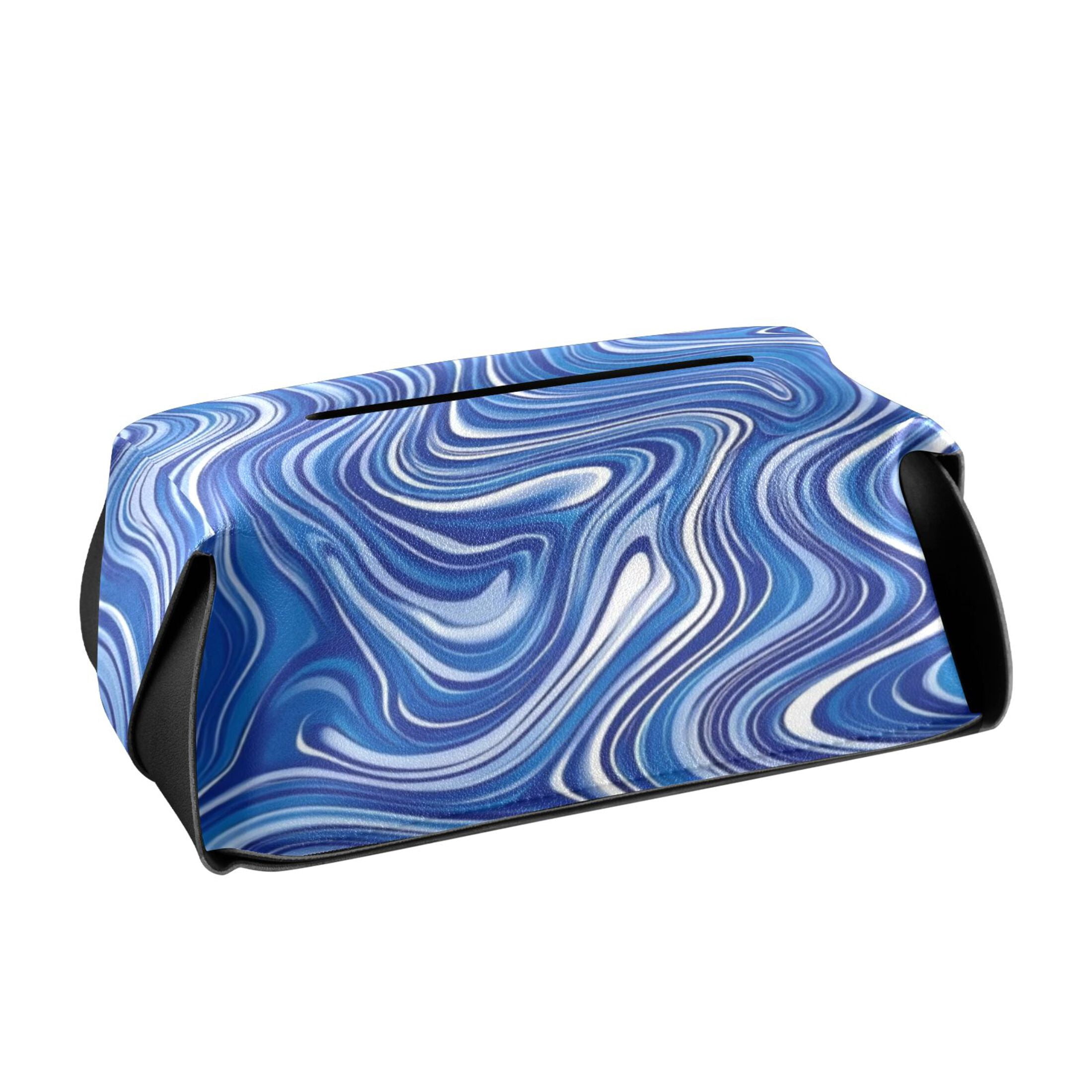 Blue Swirl Pattern Tissue Holders for Bathrooms Leather PVC Detachable ...
