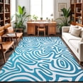 Blue Swirling Lines 5'x8' Rug for Bedroom Under Queen Bed Placement ...