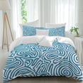 Blue Swirling Lines Comforter Set California King Size, Curves Waves ...