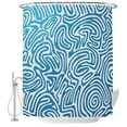 Blue Swirling Lines Shower Curtain for Bathroom, Curves Waves Modern ...