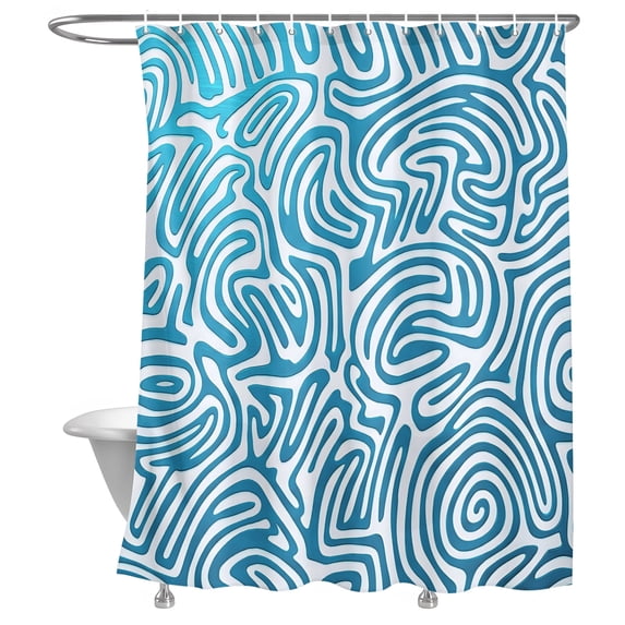 Blue Swirling Lines Shower Curtain, Curves Waves Modern Abstract ...