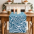 Blue Swirling Lines Table Runner, Curves Waves Modern Abstract Washable ...