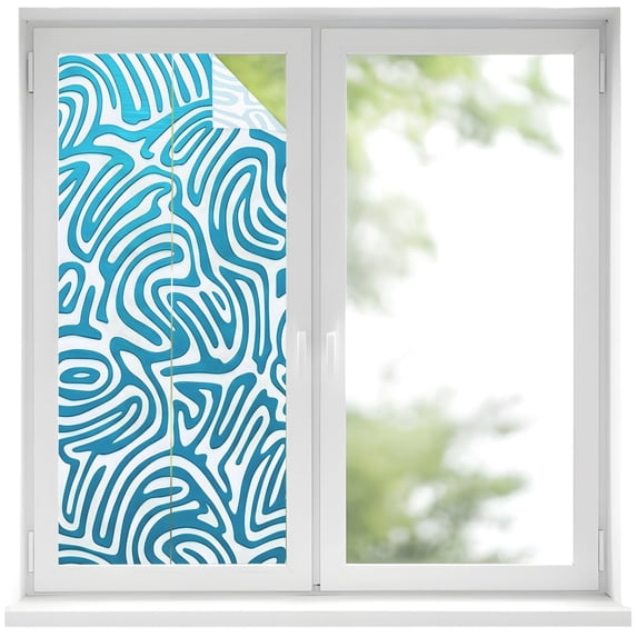 Blue Swirling Lines Window Privacy Film Curves Waves Modern Abstract ...