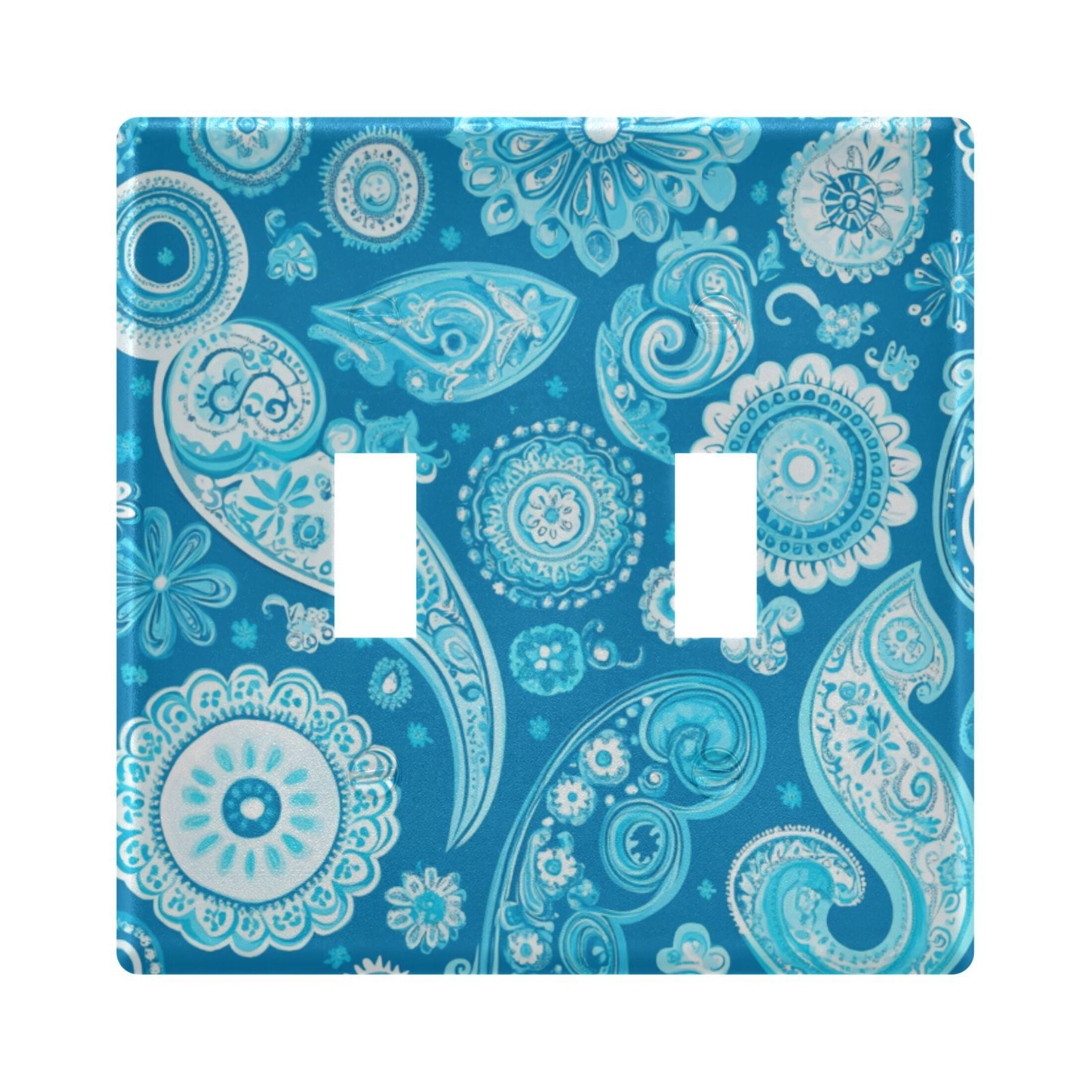 Blue Swirls Abstract Light Switch Cover Decorative 2 Gang Wall Plate ...
