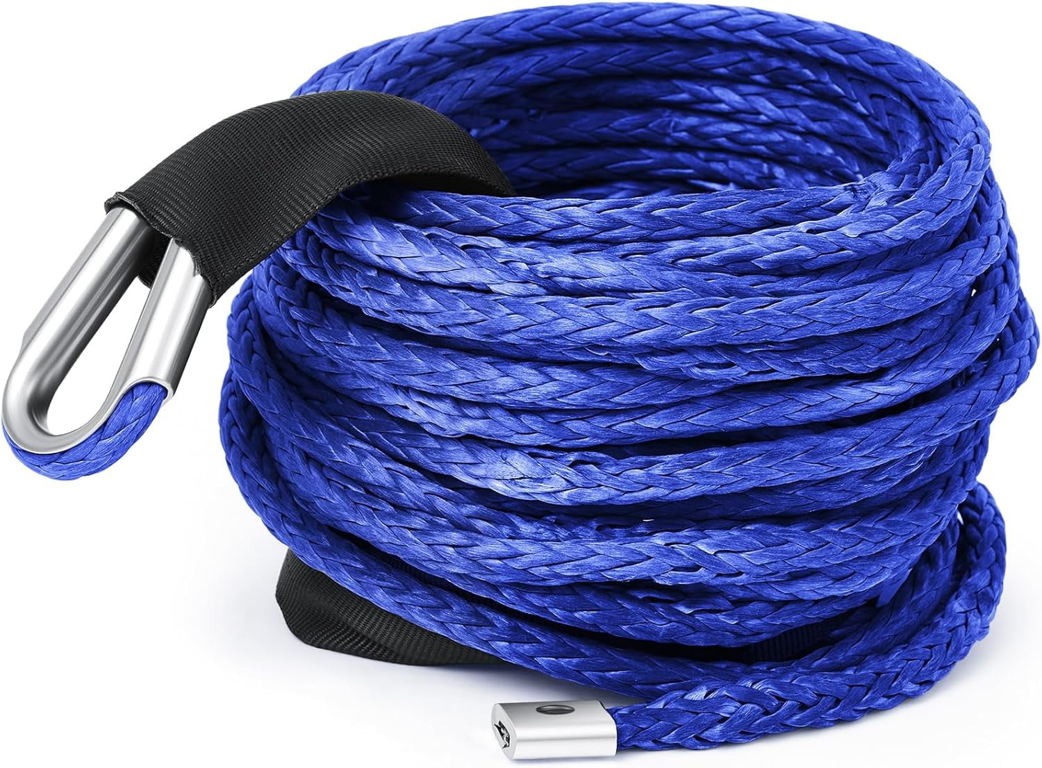 Blue Synthetic Winch Rope 3/8'' x 50ft 26, 500 Lbs Synthetic Winch Line ...