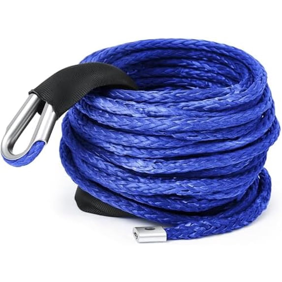 Blue Synthetic Winch Rope 3/8'' x 50ft 26, 500 Lbs Synthetic Winch Line ...