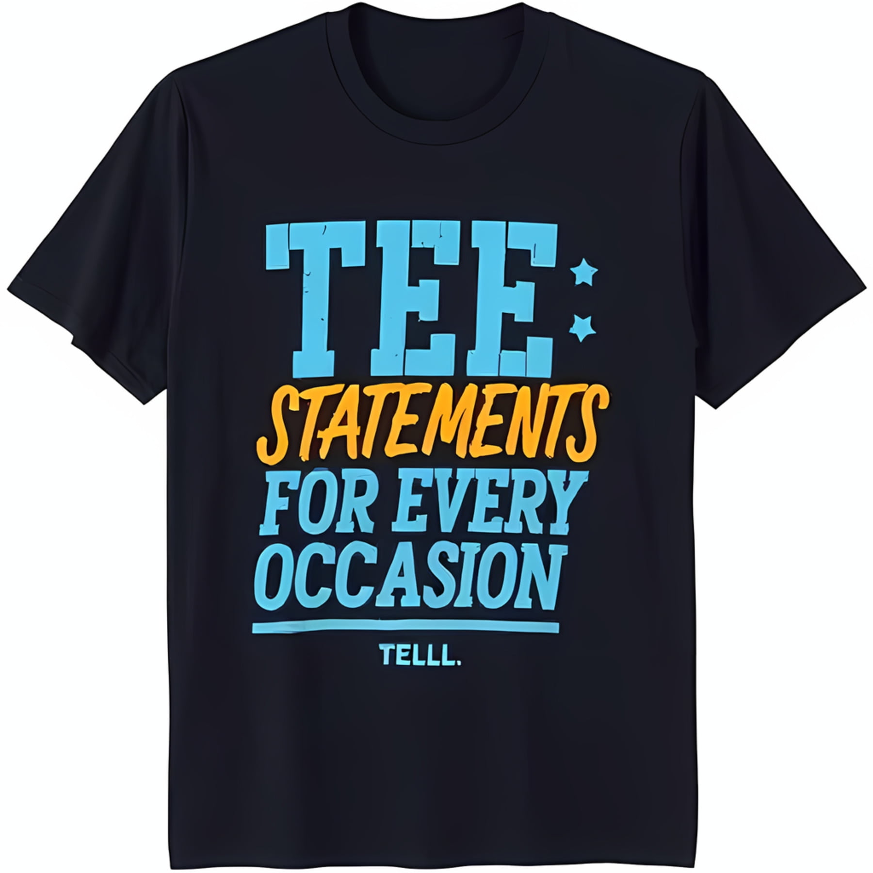 Blue T-Shirt with Bold Graphic: 'TEE: STATEMENTS FOR EVERY OCCASION ...