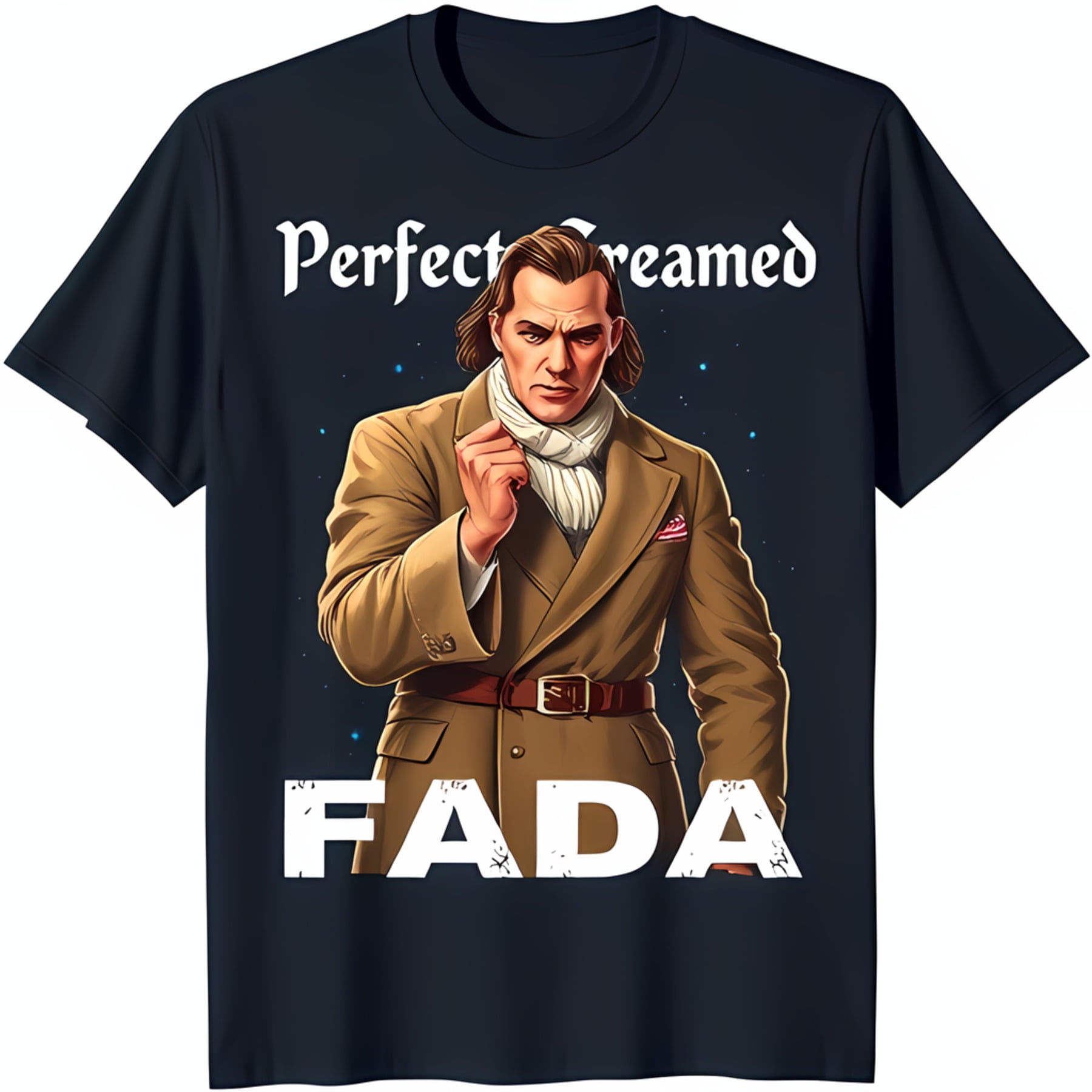 Blue T-Shirt with Bold ' Screamed FADA' Print and Resolute Man Design ...