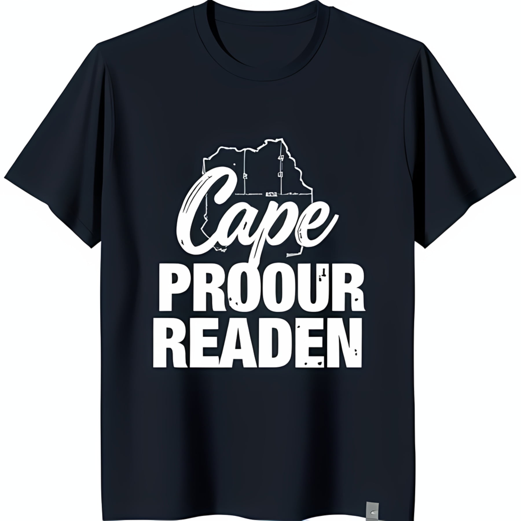Blue T-Shirt with Cape Town Map Outline & Vintage 'Cape' Text Proud ...