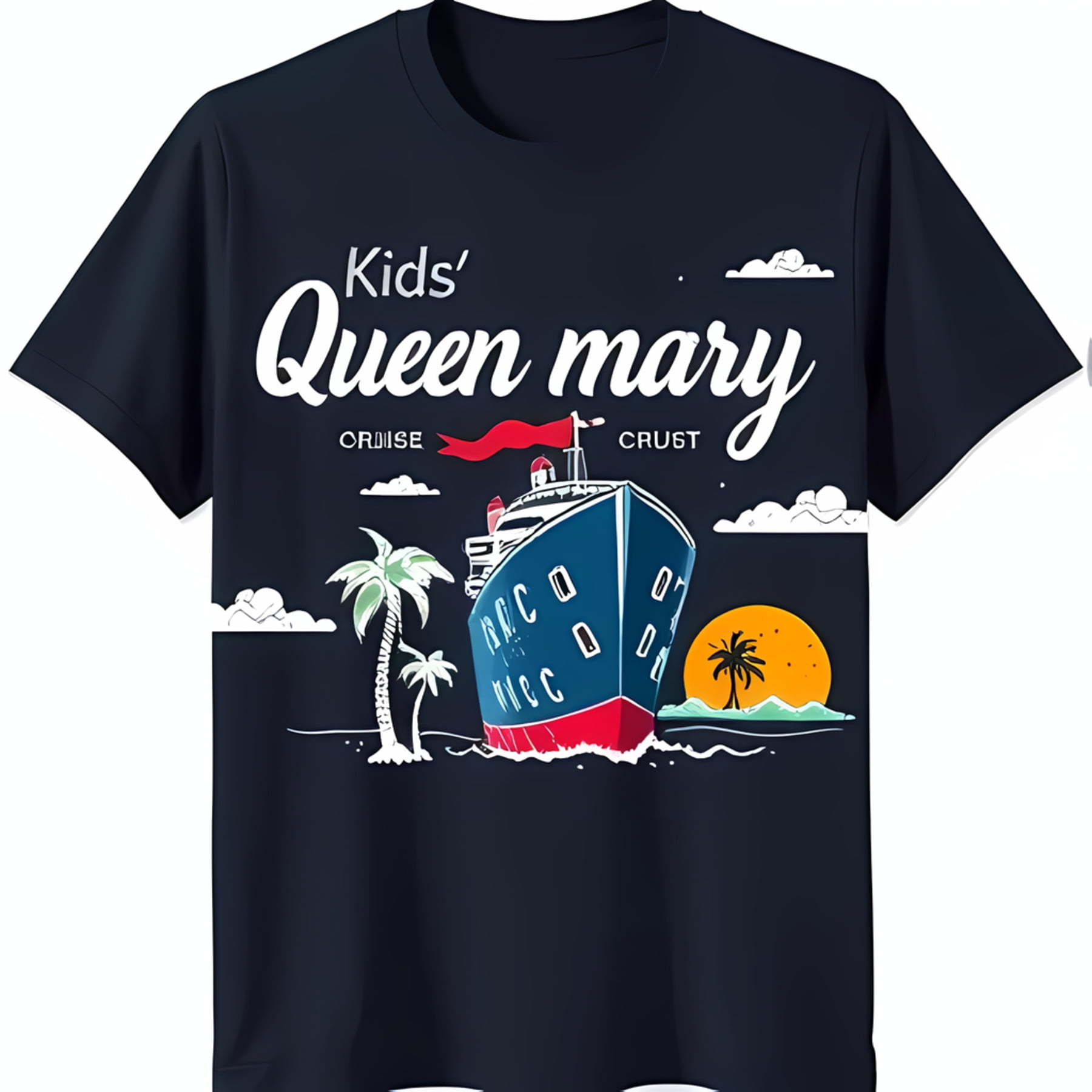Blue T-Shirt with Cruise Ship Design 'Queen Cruise Crust' Graphic ...