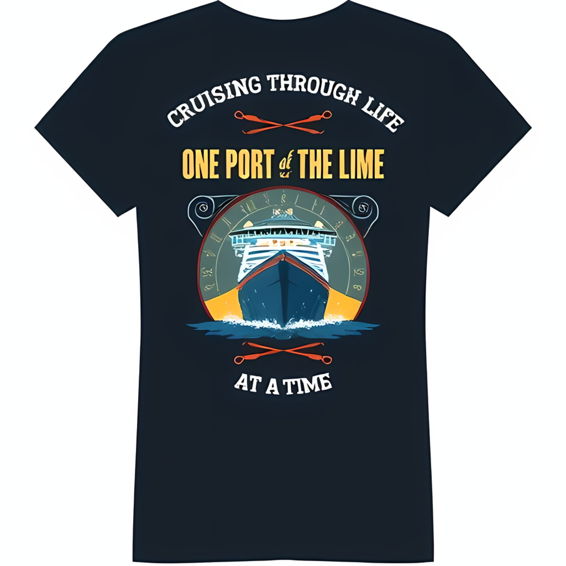 Blue T-Shirt with Cruise Ship Graphic & 'Cruising Through Life' Quote ...